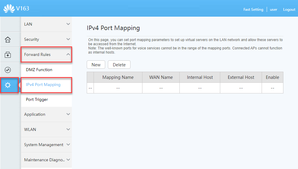 TUTO - Ouvrir un port sur ma box Huawei OptiXstar V163