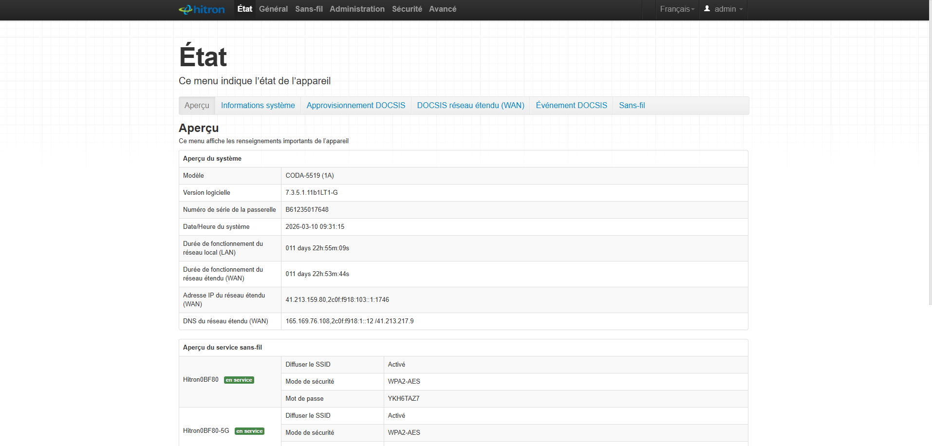 TUTO - Accéder à l'interface de ma box Hitron CODA-5519