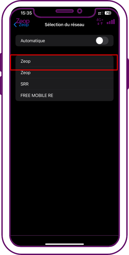 TUTO - Forcer la sélection du réseau Zeop